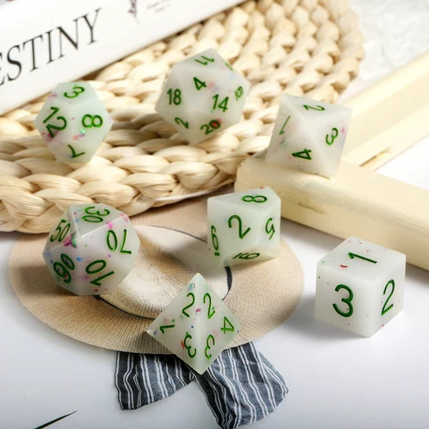 Buy Ice Cream Sharp Dice Set Dnd 7pcs Resin D&d Dice D4 D6 D8 D10 D12 ...