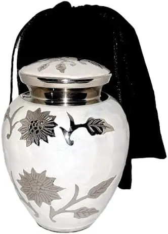 Buy Wholesale Small Brass Cremation Urn Memorial Container White Rare ...
