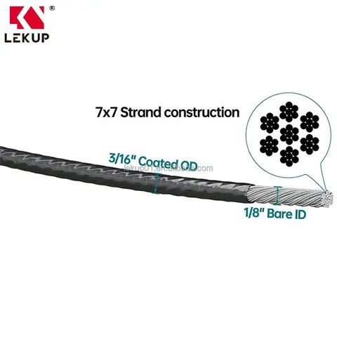 Buy 1/8" Overmolded To 3/16" Stainless Steel Aircraft Cable 7x7 Strand ...