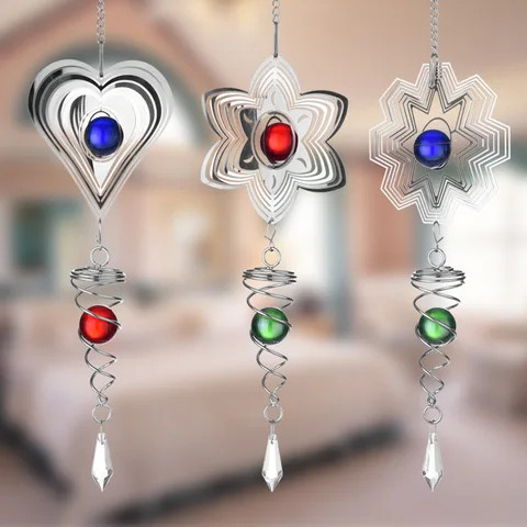 Buy 2024 New 3d Rotating Wind Chime With Spinner Stainless Steel Home ...