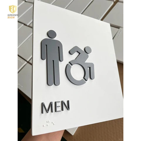 Buy Ada Accessible Restroom Sign 6x8 Acrylic Braille Washroom Sign With ...