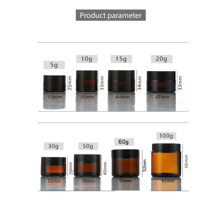 Buy Amber 5g 10g 15g 20g 50g 60g 100g Face Cream Glass Jar Bottle With ...