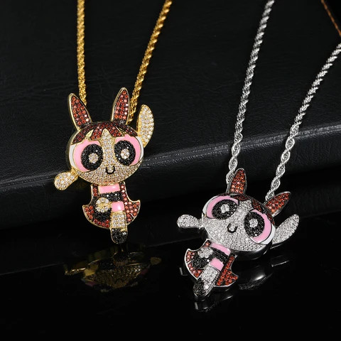 Buy Custom Cartoon Character Pendant Jewelry Micro Paved Cz Charm Hip ...