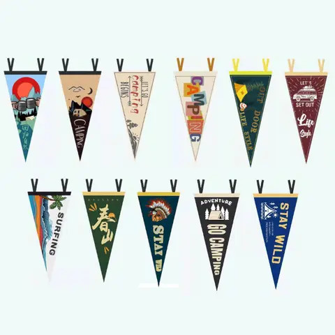 Buy Custom Felt Triangle Flag Felt Fabric Printed Logo Hanging Flag ...
