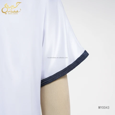 Buy Custom Short Sleeve Islamic White Moroccan Thobes Men Low Moq High ...