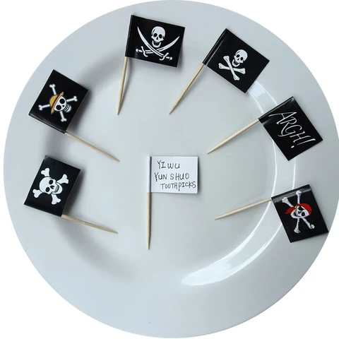 Buy Halloween Party Cupcake Toppers Pirate Cocktail Picks Flags Cheese ...