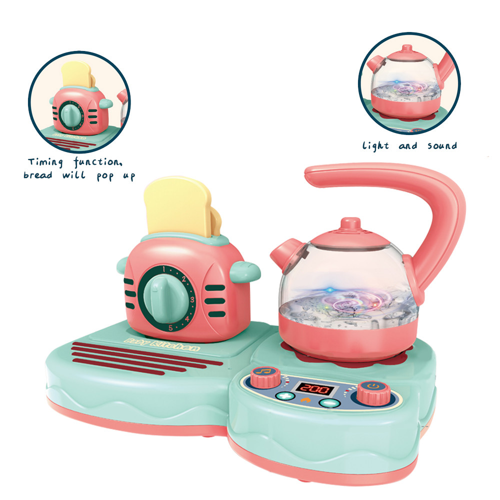 Buy Kunyang Toys Pink Coffee Machine And Bread Set Toy Kitchen Sets ...