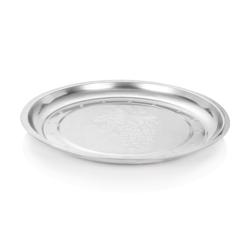 Buy Metal Plates Sets Luxury Dinnerware Round Shape Stainless Steel ...