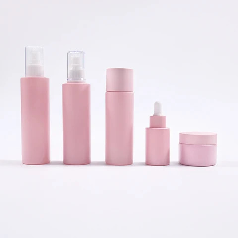 Buy Pink Skincare Packaging Set 30ml Glass Dropper Bottle Matte Frosted ...