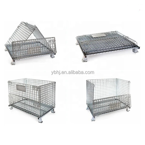 Buy Popular Heavy Duty Warehouse Storage Cage Foldable Metal Steel Wire ...