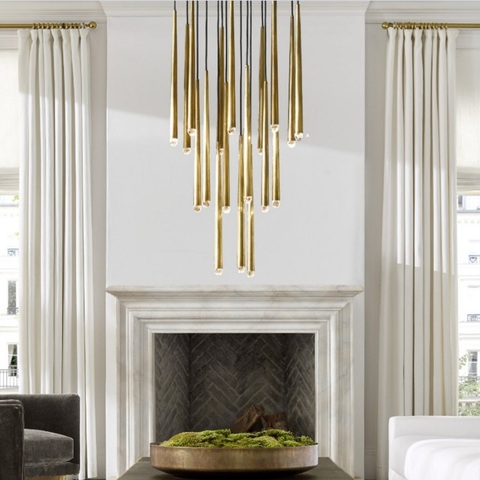 Buy Simple Gold Color Hanging Light Dining Room Stair Chandelier ...