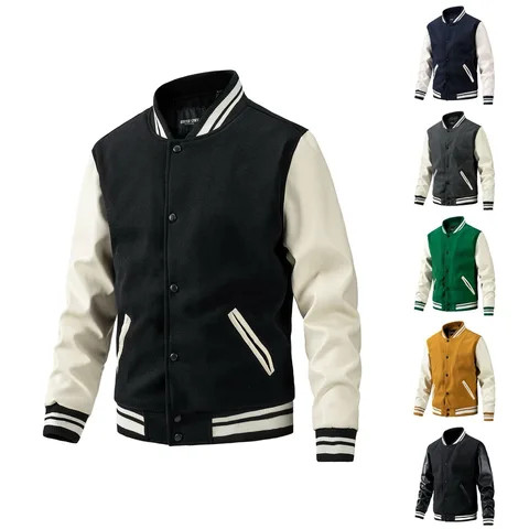 Buy Unisex Mens Plus Size Fashion Varsity Jacket Colorblock Towel ...
