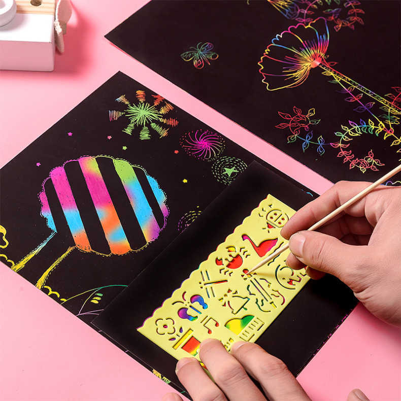 Buy 10 Sheets Diy Eudcational Kids Drawing Pad Magic Colorful Art ...
