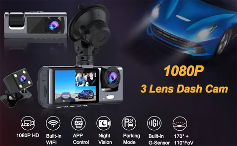 Buy 3 Channel Car Dvr Wifi Control Camera For Vehicle Dash Cam For Cars ...