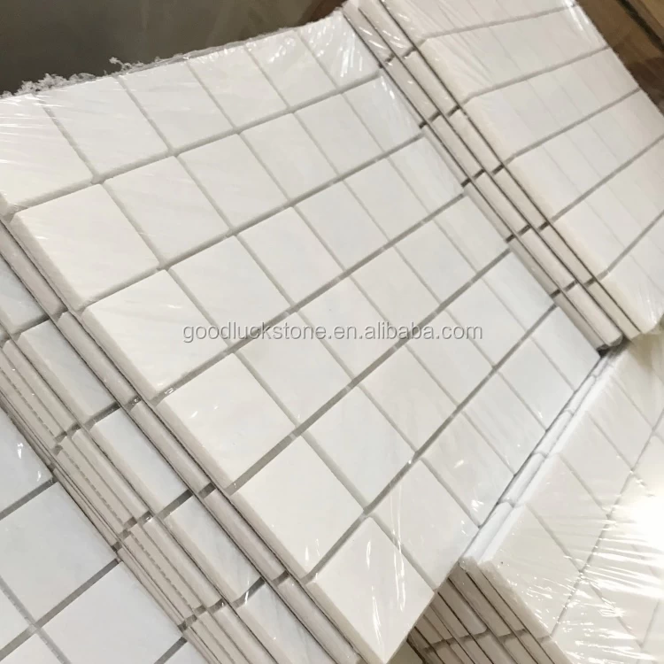 Buy 48mm Square 2 Inch Thassos White Marble Mosaic Tile For Wall Decoration from Xiamen Good ...