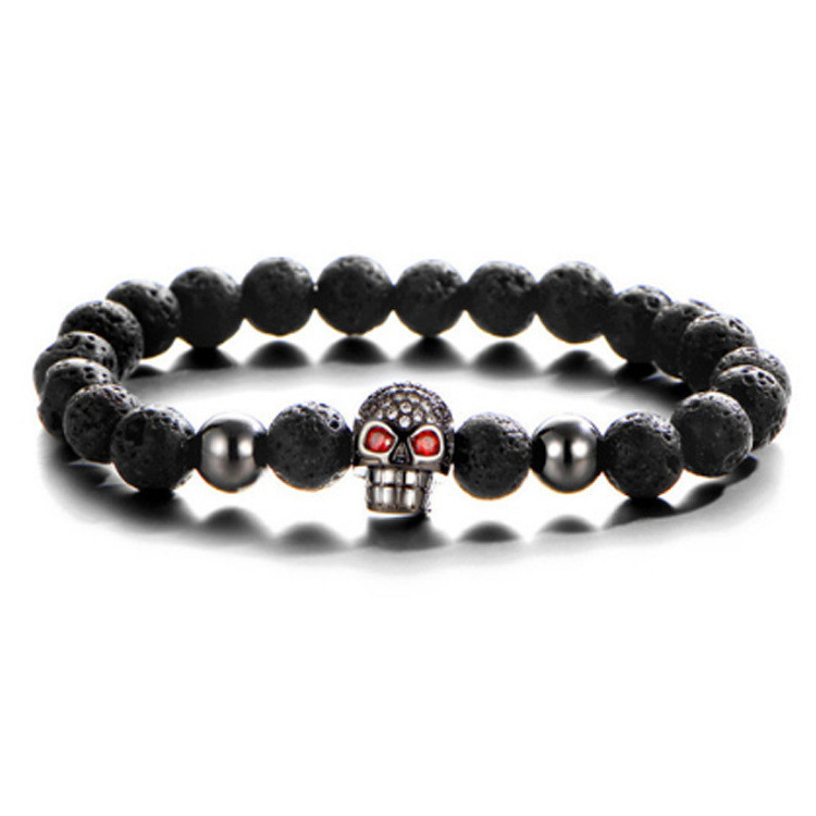Buy Classic Black Lava Rock Nature Stone Beads Bracelets Pulseras Homme ...