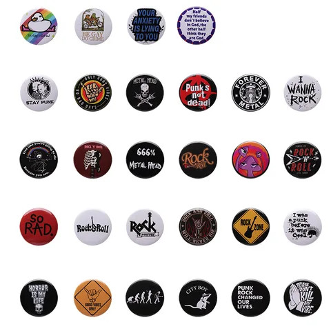 Buy Custom Logo Punk Rock Music Lovers Tinplate Serial Soft Button Pin ...