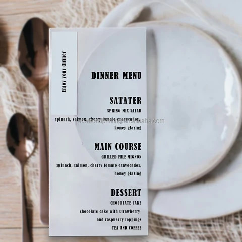 Buy Custom Minimal Modern Wedding Restaurant Dinner Menus Transparent ...