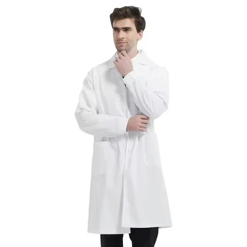Buy Customizable Lab Gown Logo Long Sleeve White Smock Pharmacy Uniform ...