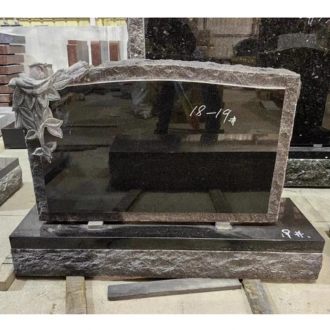 Buy Customized Unique Design Grey Black Stone Granite Grave Headstone ...