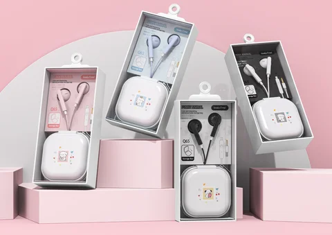 Buy Cute Cartoon Kids Wired Digital Type C Earphone Earbuds Cute With ...