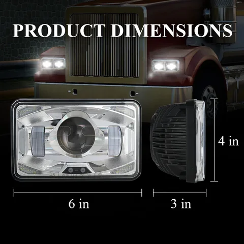 Buy Dot 4x6 Inch Led Heat Headlight Truck Sealed Beam 12v 24v Light ...