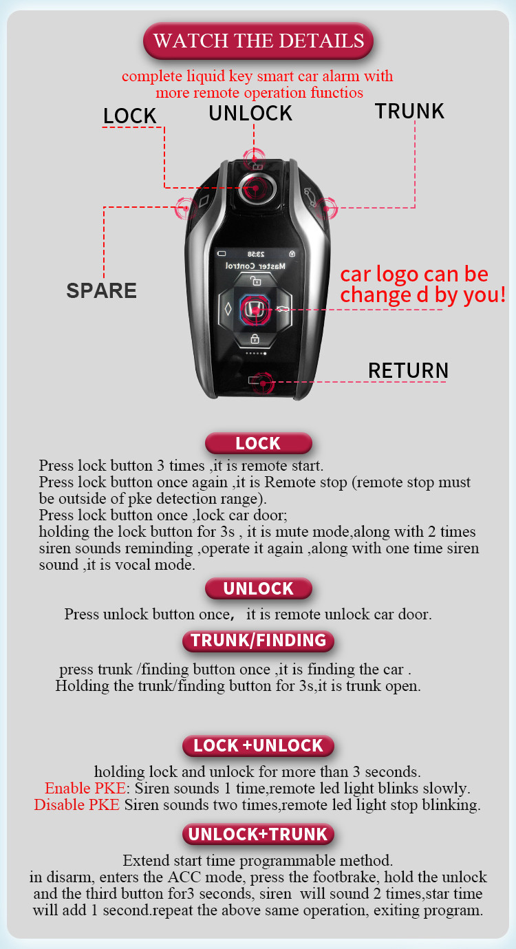 Buy Drop Shipping Kol Cardot Watch Key Universal One Way Keyless Entry ...