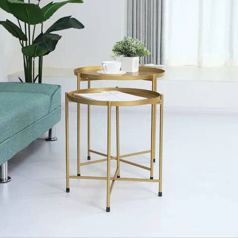 Buy Gold Round Ellipse Living Room Bedroom Coffee Table Bedroom Metal ...