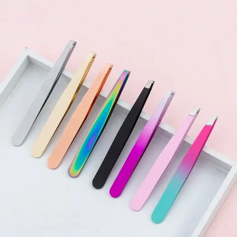 Buy High Quality Slant Tweezers Professional Stainless Steel Eyebrow ...