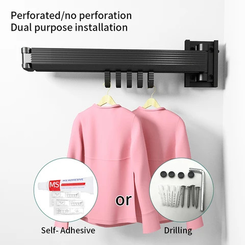Buy Home Aluminum Wall Mounted Folding Retractable Space Saving Clothes ...