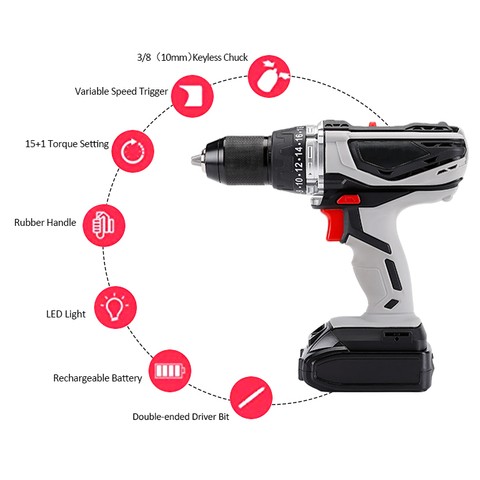 Buy Lithium Battery Tools Electric Cordless Impact Drill Tool Combo Kit ...