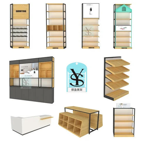 Buy Mall Supermarket Shelves Steel Wood Retail Cutlery Kitchenware Rack ...