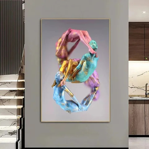 Buy Metal Abstract Figure Canvas Painting Couple Poster And Prints ...