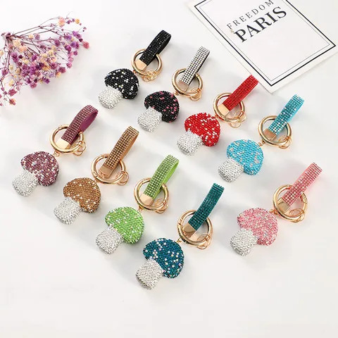 Buy New Design Bling Crystal Mushroom Keychain Handbag Pendant ...
