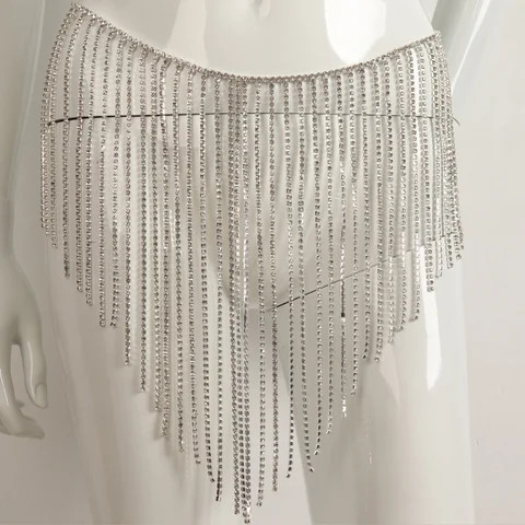 Buy Rhinestone Tassel Belly Waist Chain Summer Beach Nightclub Sexy ...