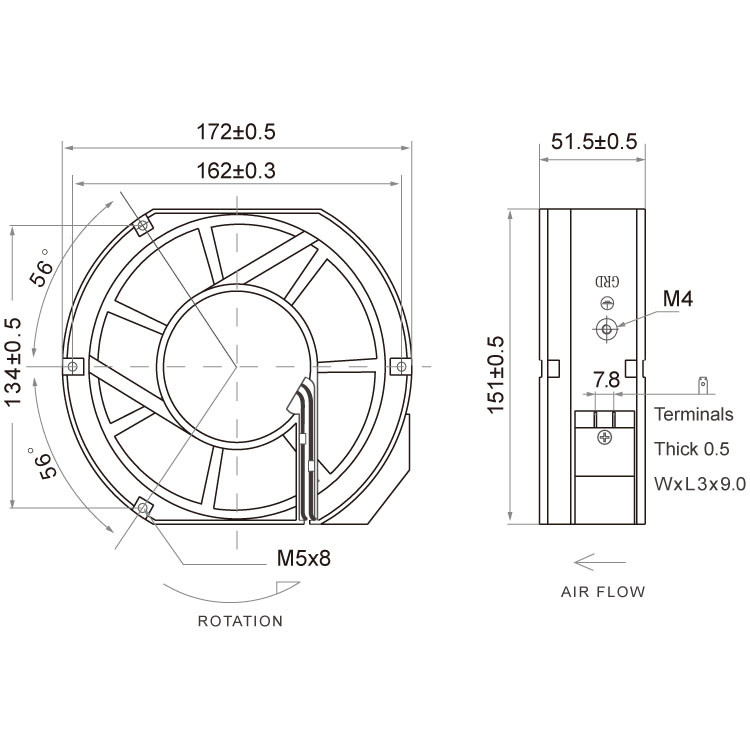 Buy Stk Ac Axial Fan 172x151x51mm(v5) Aluminum Housing Frame Ac Motor ...