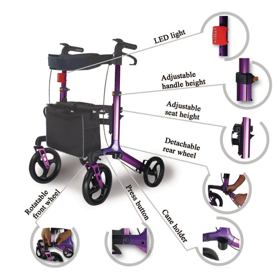 Buy Besco Medical Wa77 Upright Stand Up Folding Rollator Walker With ...
