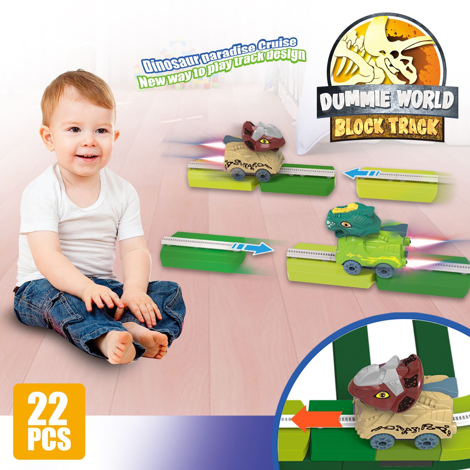 Buy Diy Car Slot Toys With 360 Degree Rotation Dinosaur Race Car ...