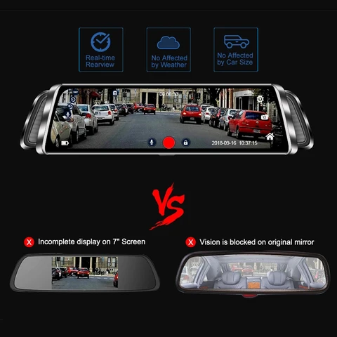 Buy 10" Dash Cam 4g Rear View Mirror Camera Android Car Dvr Hd 1080p ...