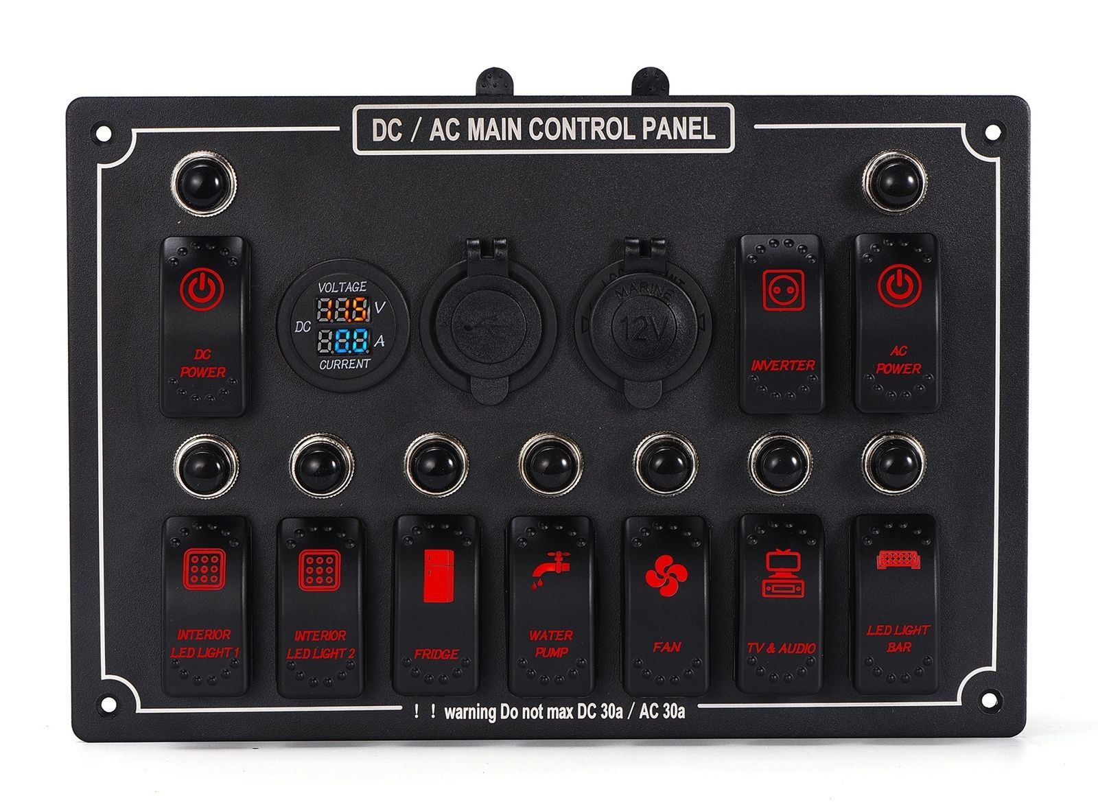 Buy 10 Gang Circuit Led Car Marine 5 Pin Boat Rocker Switch Panel With ...