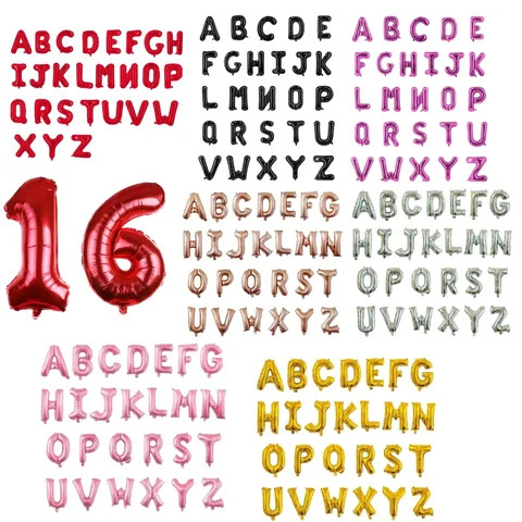 Buy 16 Inch Letter A To Z Alphabet Foil Balloons Letter Birthday Party ...