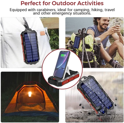 Buy 2023 New Outdoor Flashlight 30000mah Solar Cell Wireless Bracket ...