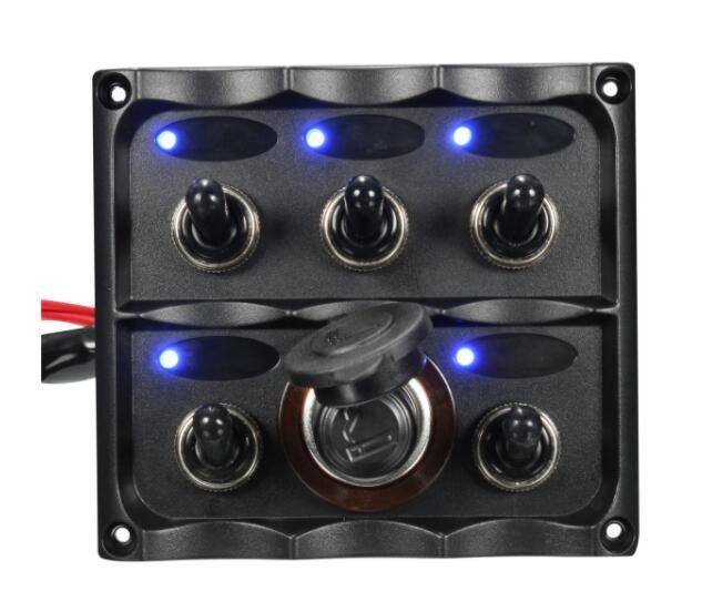Buy 5 Gang Led Toggle Switch Panel Cigarette Lighter Socket Caravan Rv ...