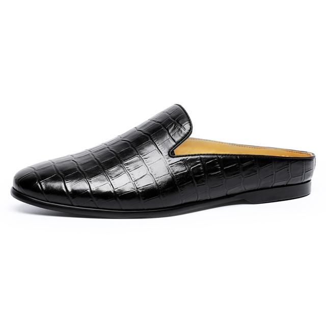 Buy Backless Leather Shoes For Men Slip-on Loafers Shoes Genuine ...