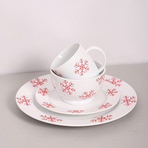 Buy Custom Printing Red Snowflake Porcelain Dinnerware Bowl Plate ...