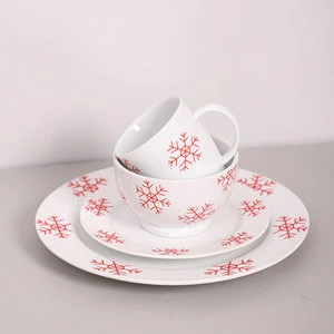 Buy Custom Printing Red Snowflake Porcelain Dinnerware Bowl Plate ...