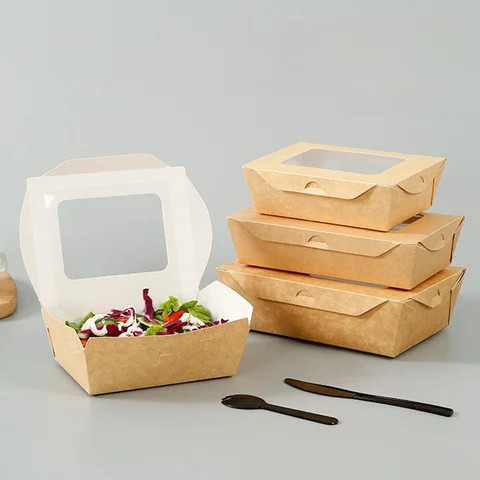 Buy Disposable Take Out To Go Food Containers Brown Food Box Kraft ...