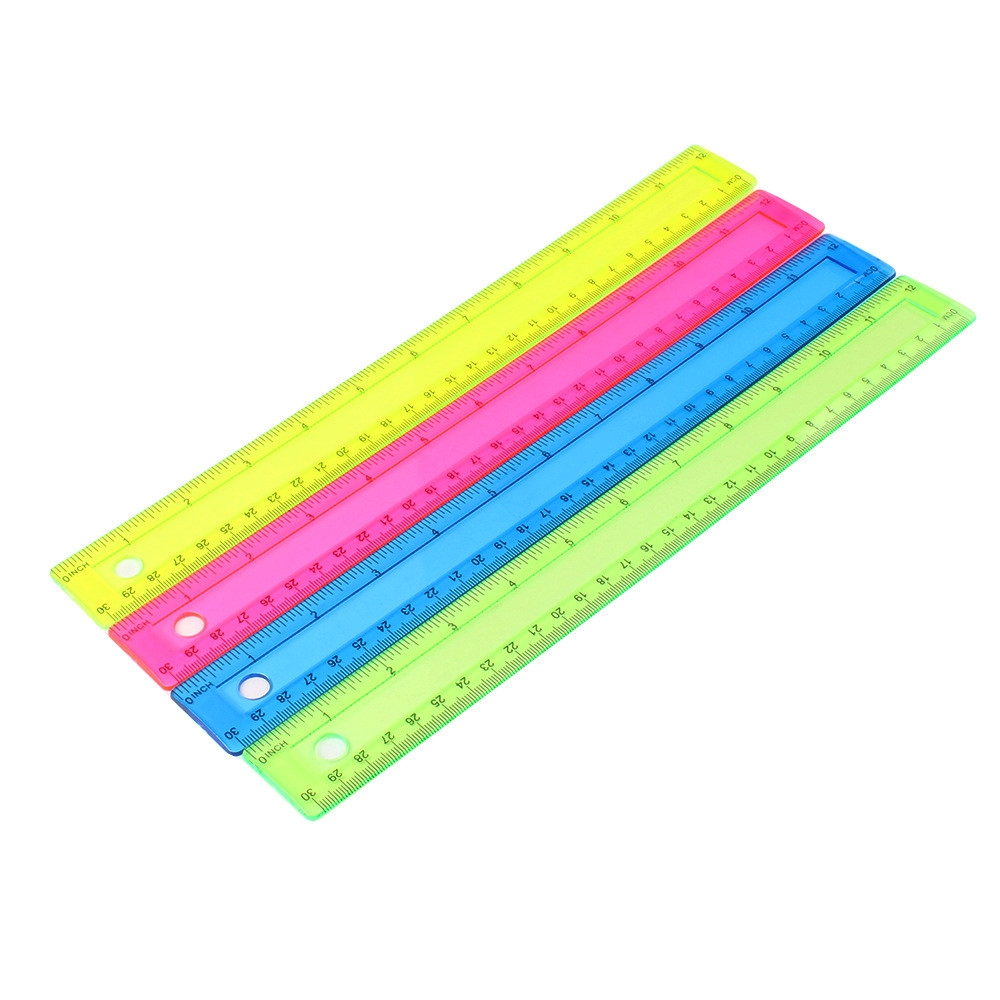 Buy Fashion 30cm Scale Plastic Ruler Customizable 12inch Colorful ...