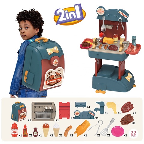 Buy For Kids Portable Plastic Pretend Play 2 In 1 Backpack Tool Kitchen ...