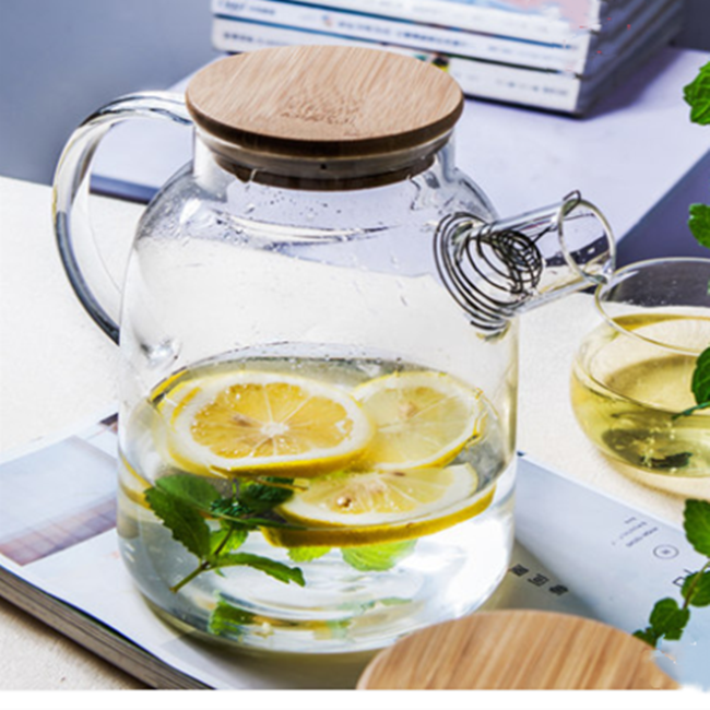Buy Glass Teapot Transparent Borosilicate Coffee Tea Set With Bamboo ...